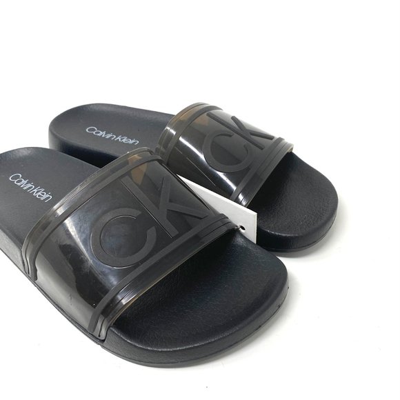 Calvin Klein | Shoes | Mega Salecalvin Klein Black Ck Logo Strap Slide ...